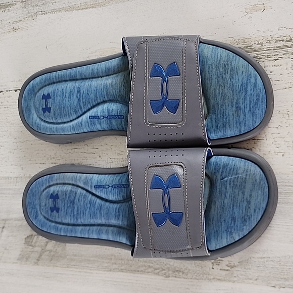 Under Armour | Shoes | Under Armour 4d Foam Gray Blue Logo Sports ...